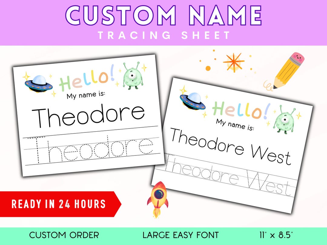 Custom Name Tracing Sheet Handwriting Practice, Learn to Write Name ...