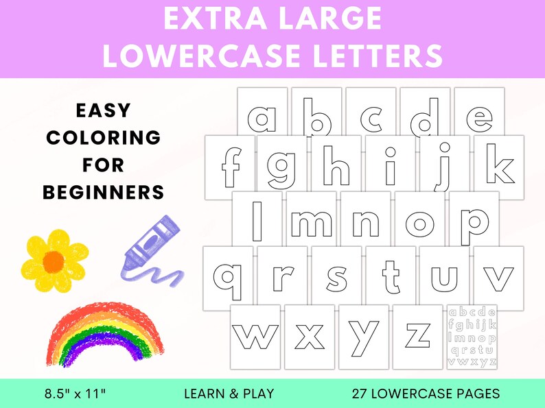 Alphabet Printable Large Coloring Toddlers Pre-k ABC Activity for Kids ...