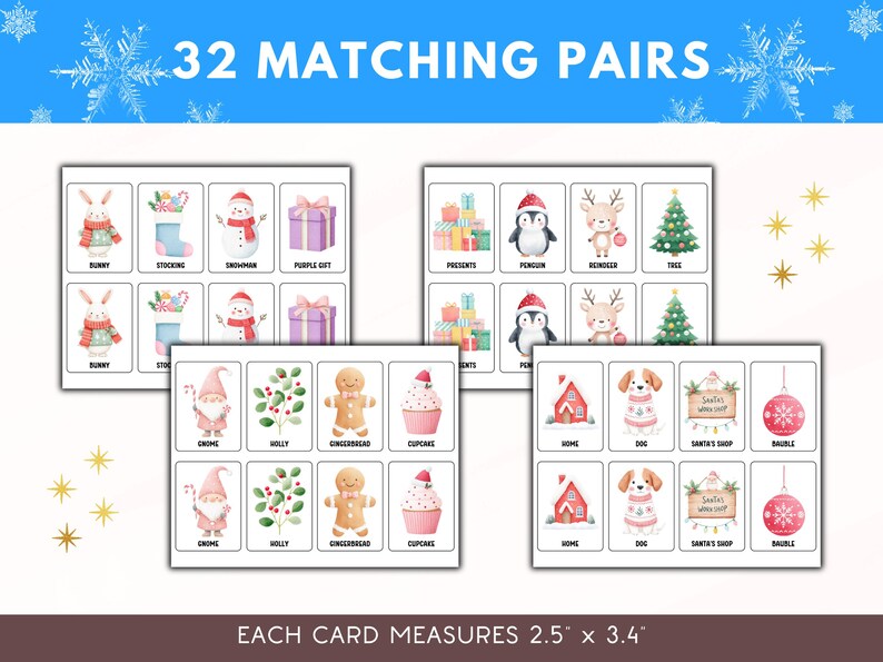 Christmas Memory Game Printable Matching Game Preschool Learning Brain ...