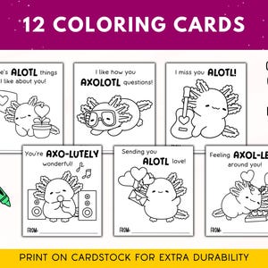 Axolotl Coloring Pages, Axolotl Valentine's Day Cards, Printable ...