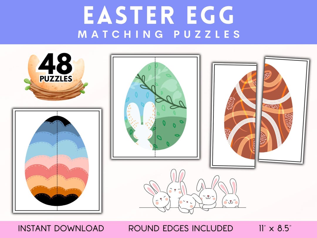 Egg Matching Cards for Kids, Easter Egg Puzzle, Printable Games ...