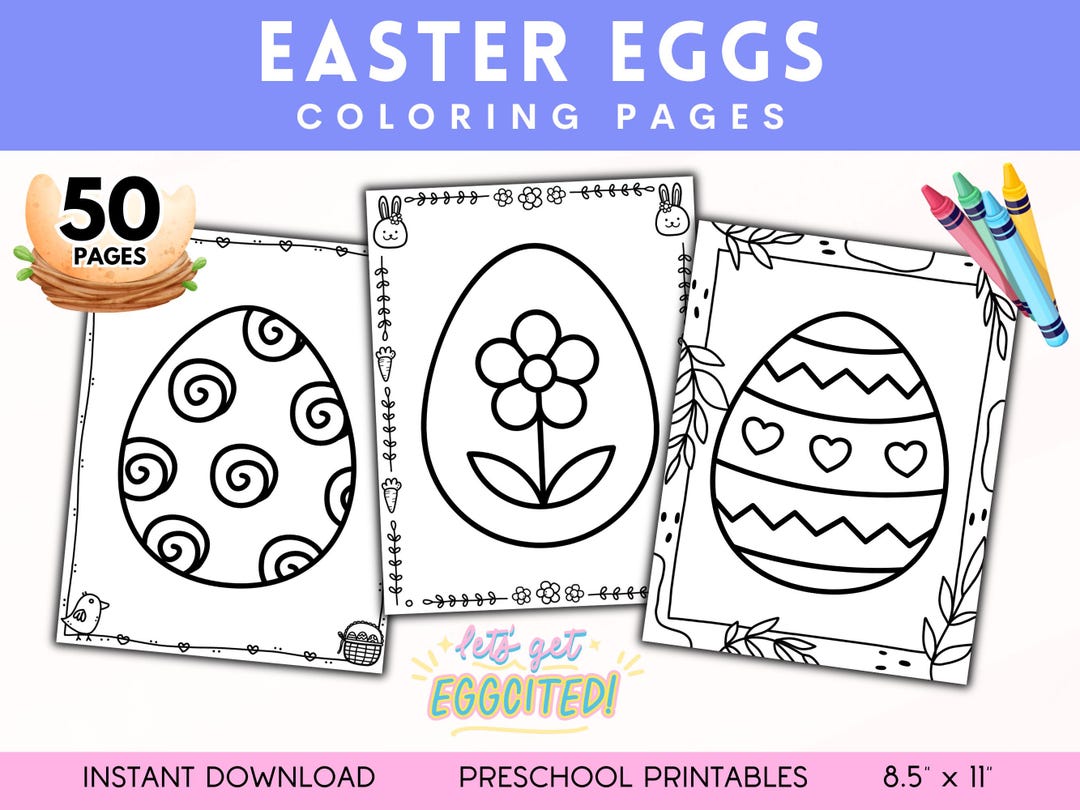 Easter Egg Coloring Pages for Kids, Printable Easter Activity ...