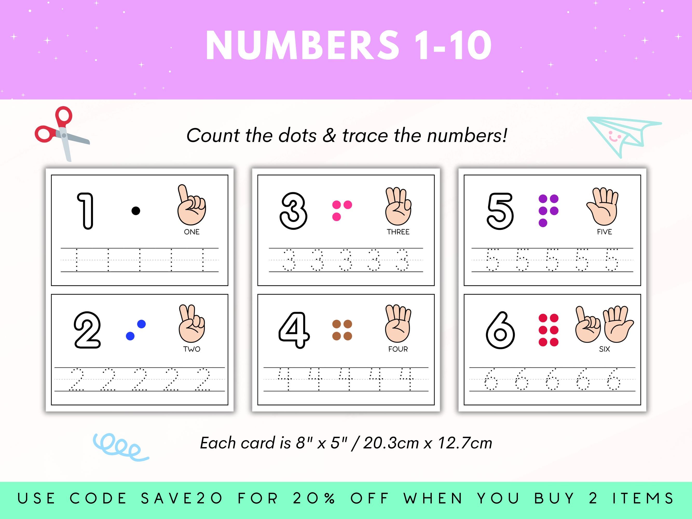 Number Tracing Flashcards, Printable Number Tracing Cards, Preschool ...