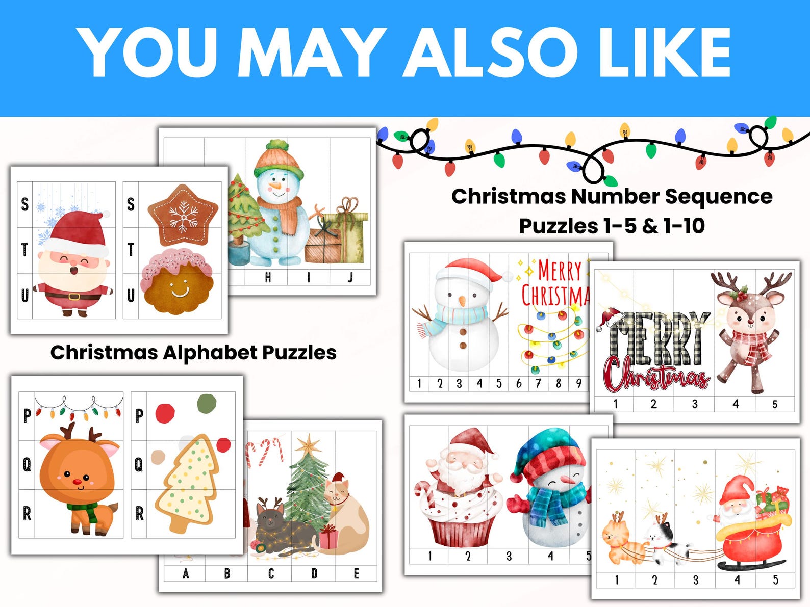 Christmas Alphabet Sequence Puzzles ABC Letter Puzzle Printable Toddler ...