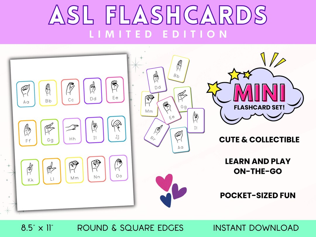 ASL Flash Cards, American Sign Language Alphabet Printable, Deaf ...