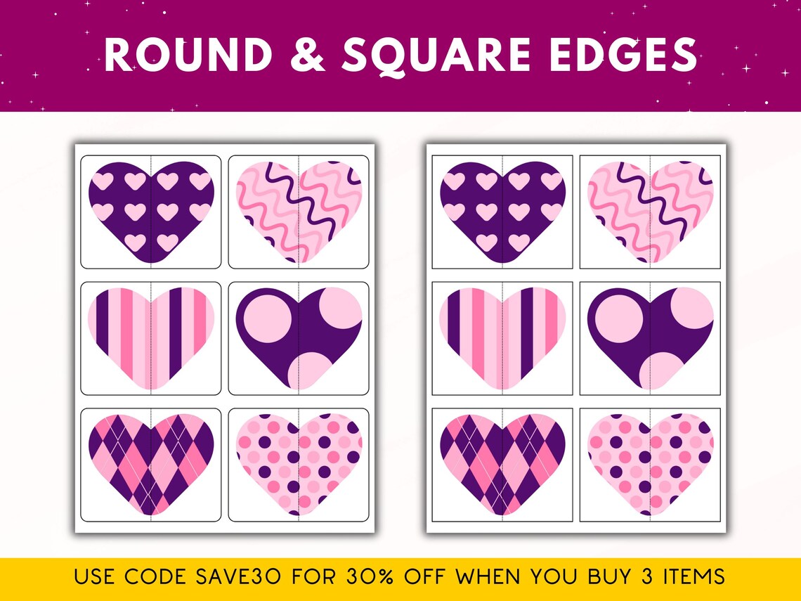 Printable Valentine's Day Activity, Matching Cards for Kids, Heart ...