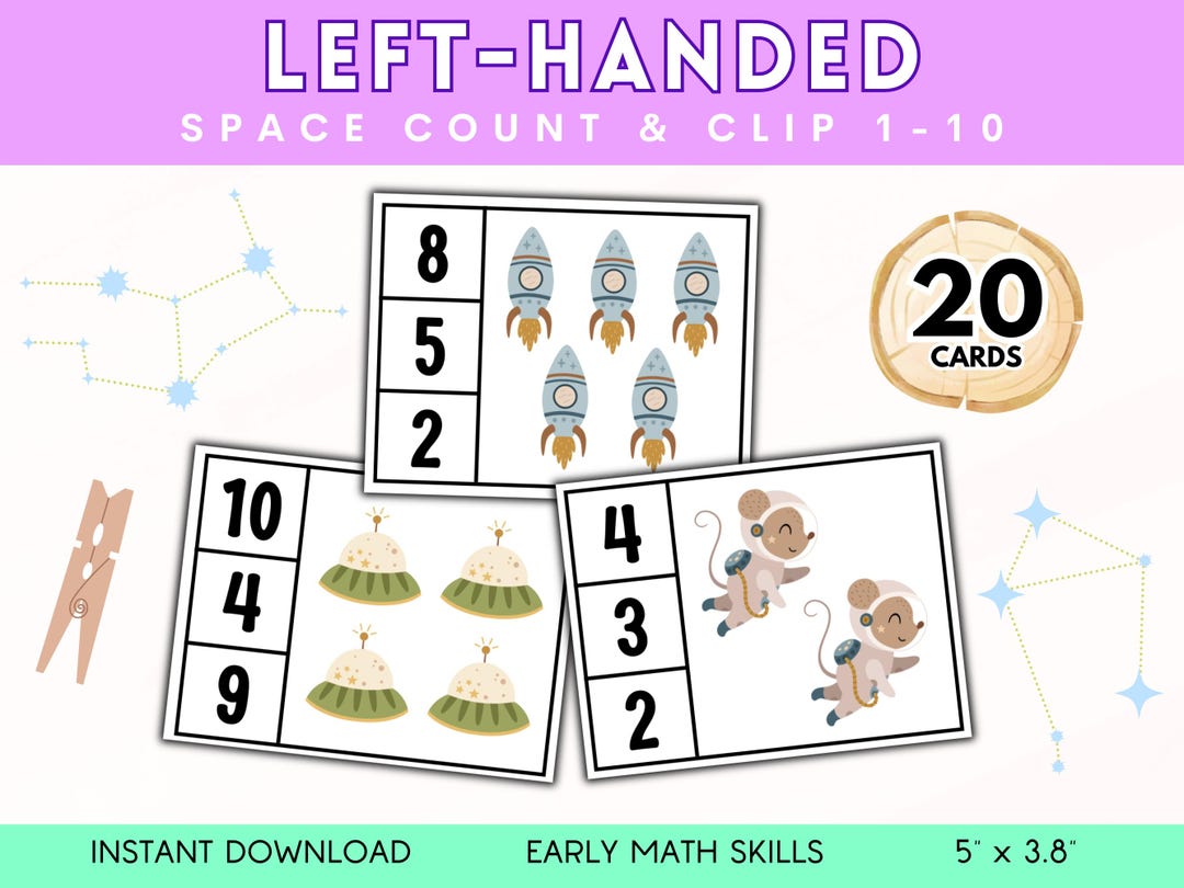 Left Handed Printables, Space Animals Count and Clip, Lefty Education ...