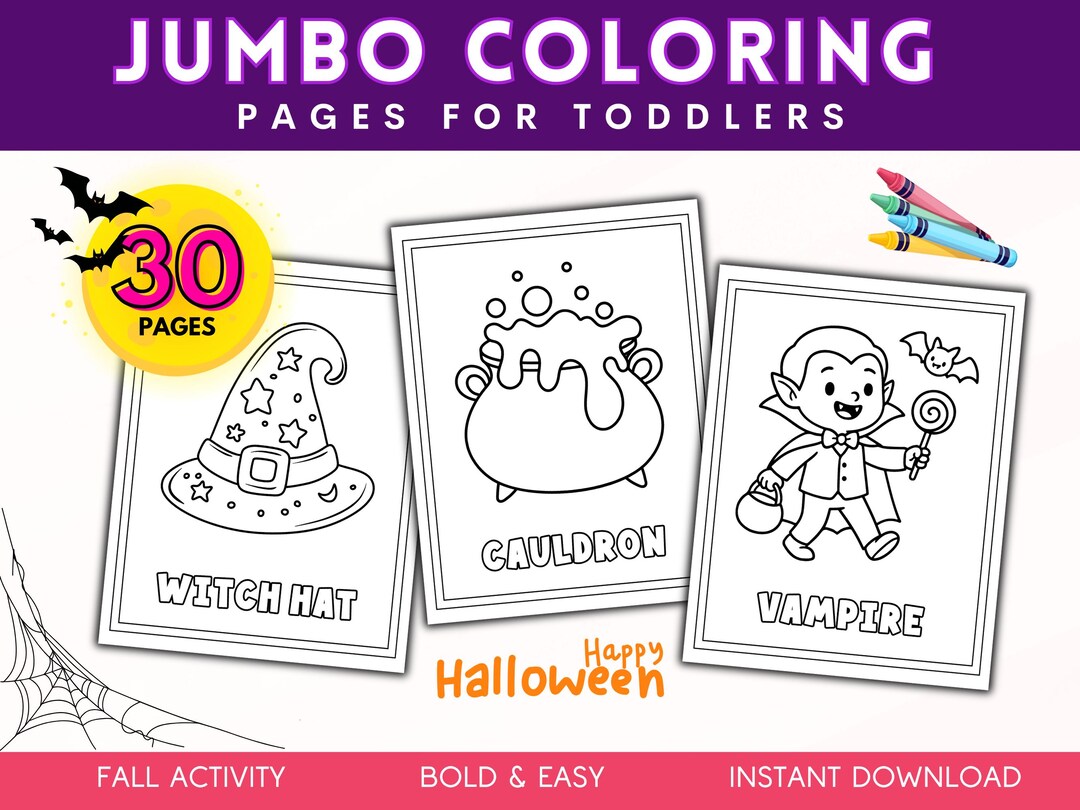 Jumbo Halloween Coloring Pages Toddler Coloring Book Bold and Easy ...