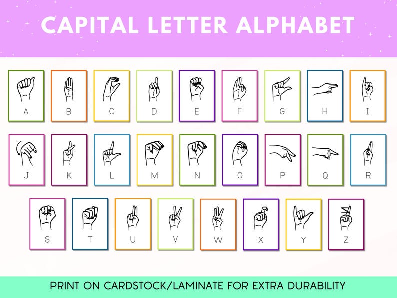 American Sign Language Homeschool, Printable Flashcards for Learning ...