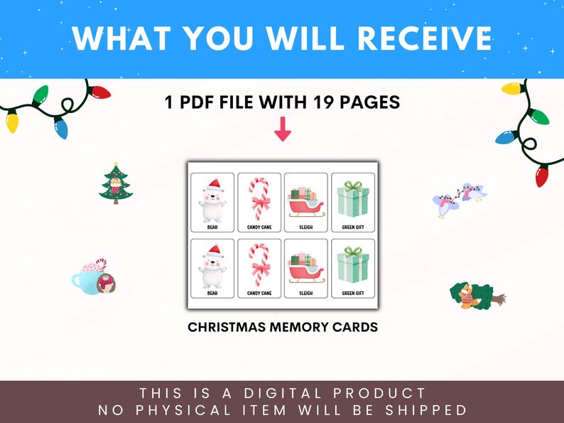 Christmas Memory Game Printable Matching Game Preschool Learning Brain ...