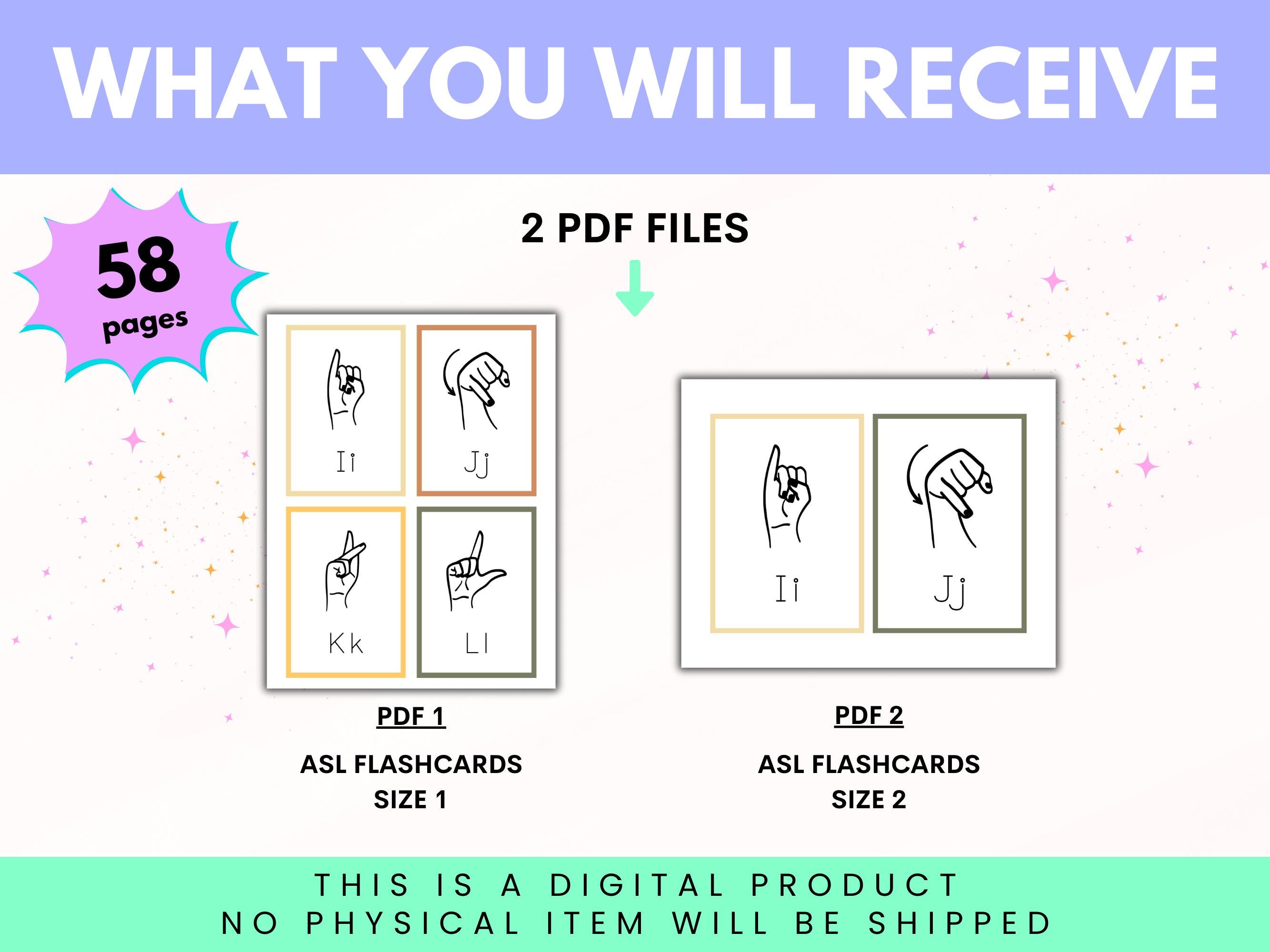 ASL Flash Cards, Sign Language Flashcards, ASL Alphabet Cards for ...