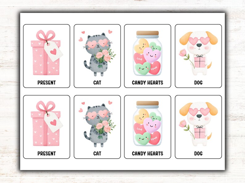 Valentine Memory Game Printable Matching Cards Preschool Learning Brain ...