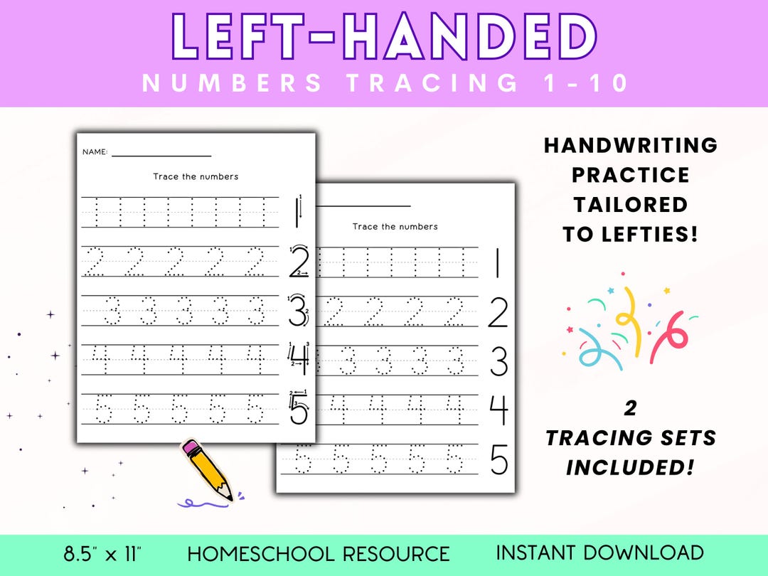 Preschool Number Tracing, Tracing Preschool Handwriting, Left-handed ...