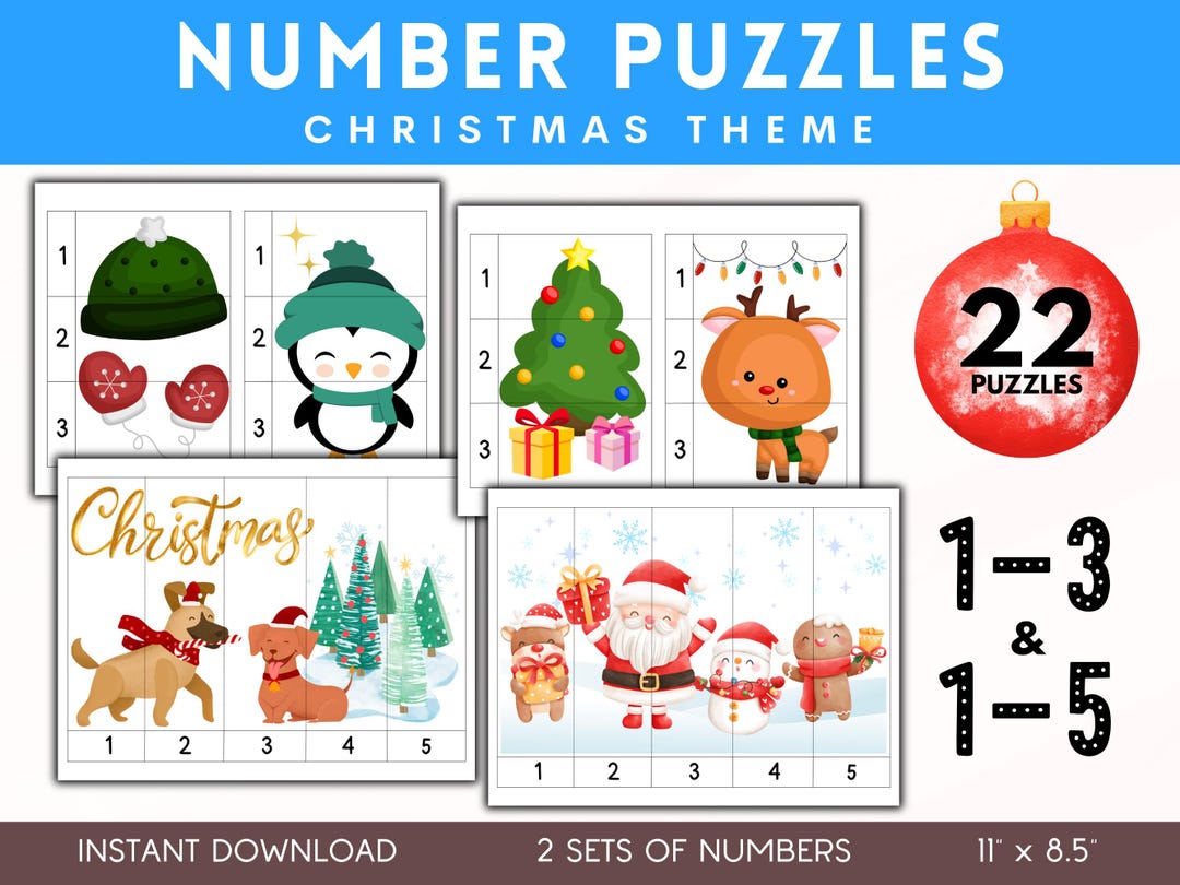 Preschool Number Puzzle Number Sequence Puzzle 1-10 Christmas Printable ...