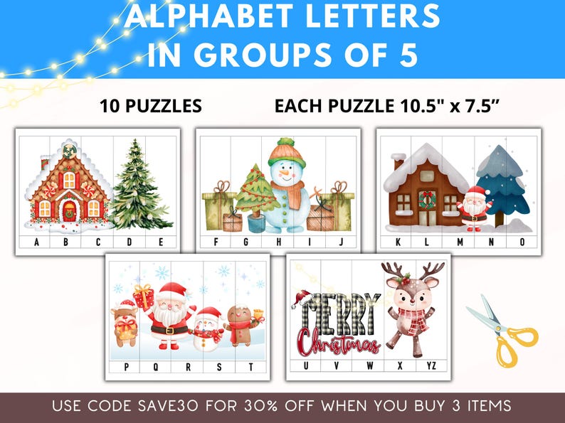 Alphabet Letter Puzzle Kids Alphabet Puzzle Christmas Printable ...