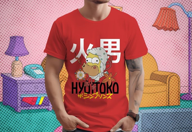 Japanese Homer Simpson T-shirt, Hyottoko Homer Japan Culture Simpsons ...