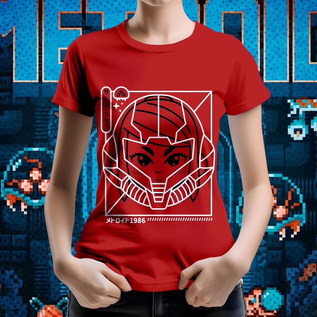 Samus Aran Helmet Head Shirt, Sci Fi Retro Space Maiden T-shirt ...