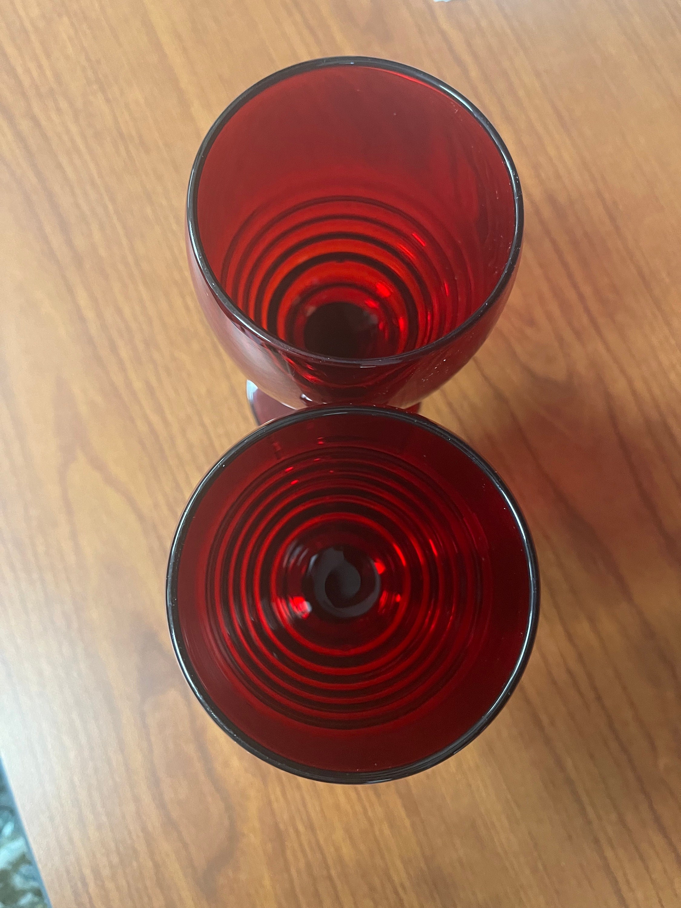Two Penny Line Ruby Low Footed Goblets 5 1/8" Paden City Glass Company ...