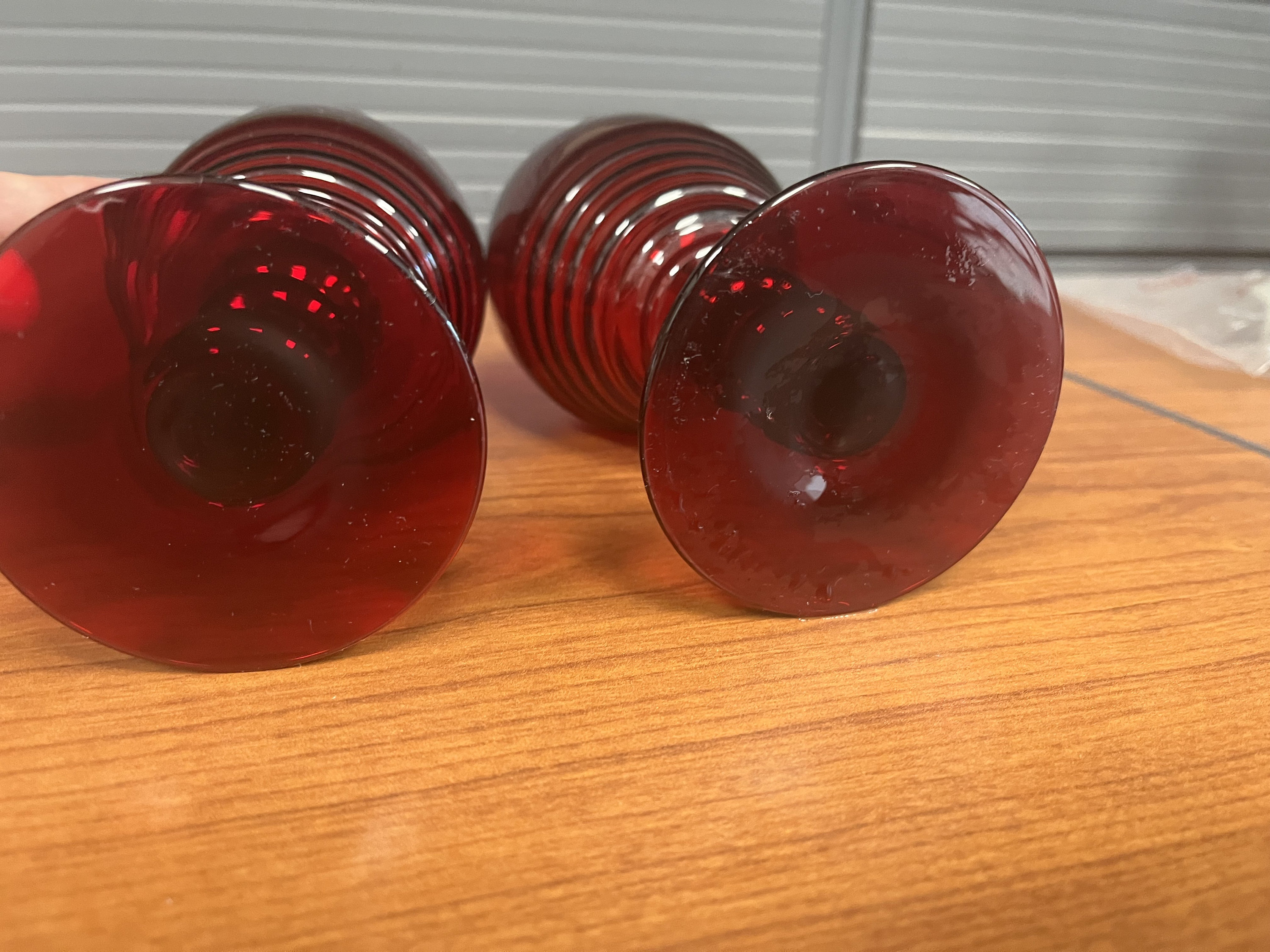 Two Penny Line Ruby Low Footed Goblets 5 1/8" Paden City Glass Company ...