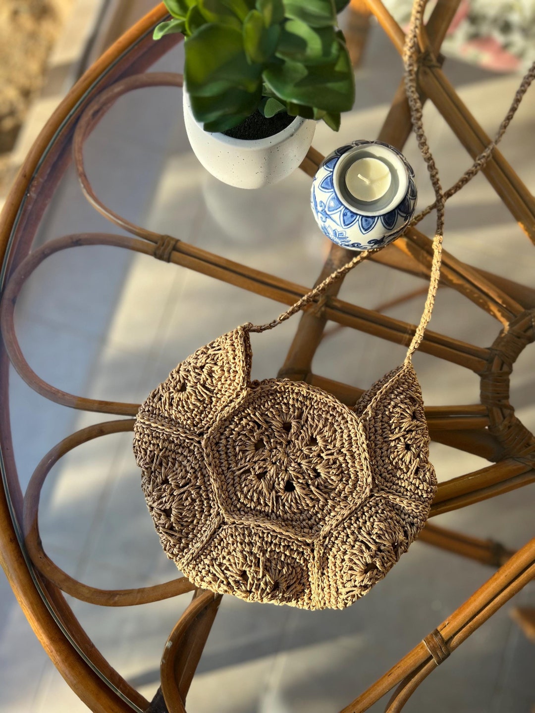 Honeycomb Paper Sting Crochet Bag, Handmade Knitted Tote Bag, Handmade ...