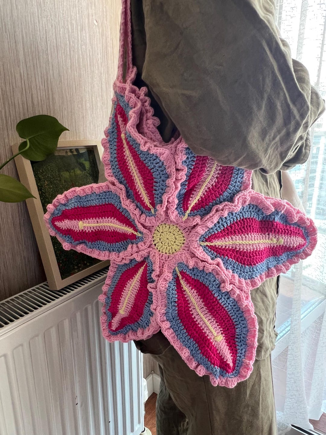 Lily Crochet Bag, Crochet 3d Flower Bag, Halloween Bag, Pink Blue Lily ...