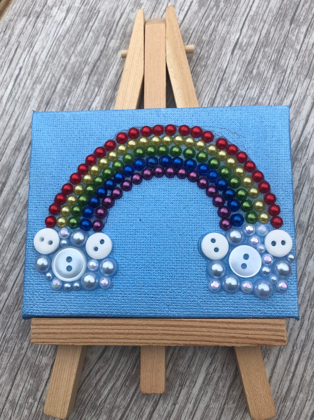 Rainbow Mini Canvas - Button Art - Handmade Unique Gift - Nursery ...