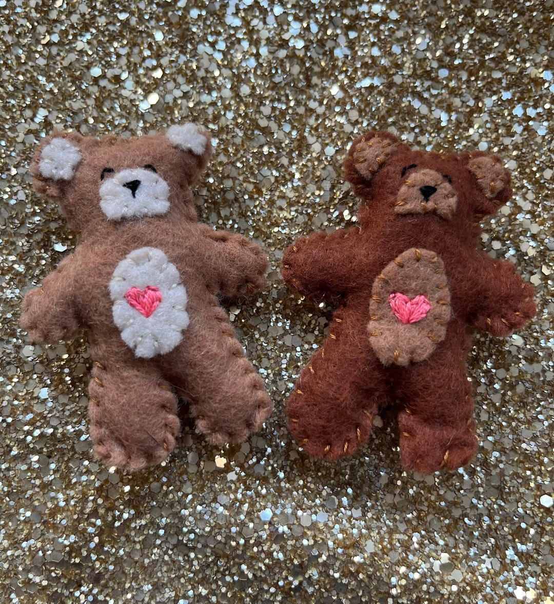 Tiny Teddy Pocket Hug Bear - Felt - Handsewn - Unique Gift - Etsy