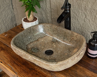 River Stone Vessel Sink Triangular - Etsy