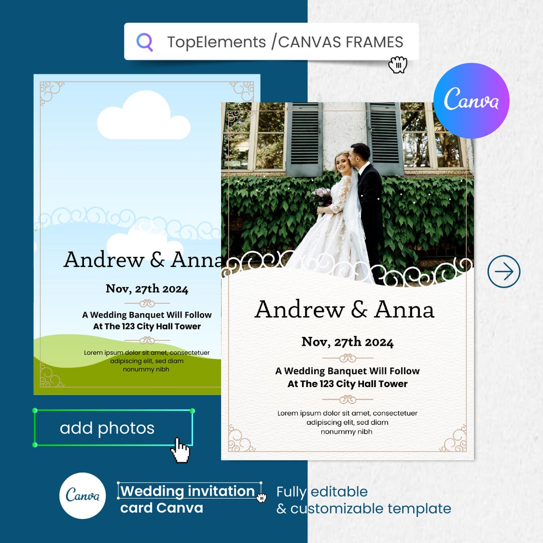 Create Your Own WEDDING INVITATION Template in Canva, Personalized ...