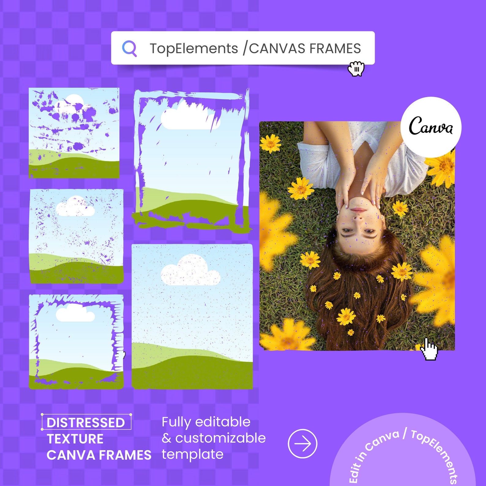 Editable Distressed Texture Canva Frames, Vintage and Rustic Design ...