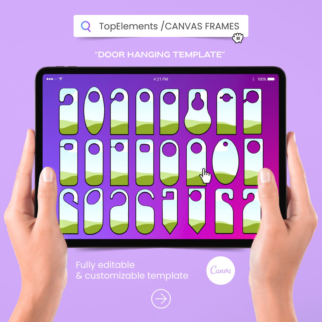 Door Hanger Frame Editable in CANVA, Door Knob Hanging Sign Bundle ...