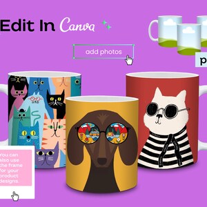 11oz Coffee Mug Mockup Template for Canva - Drag and Drop, Editable Mug ...
