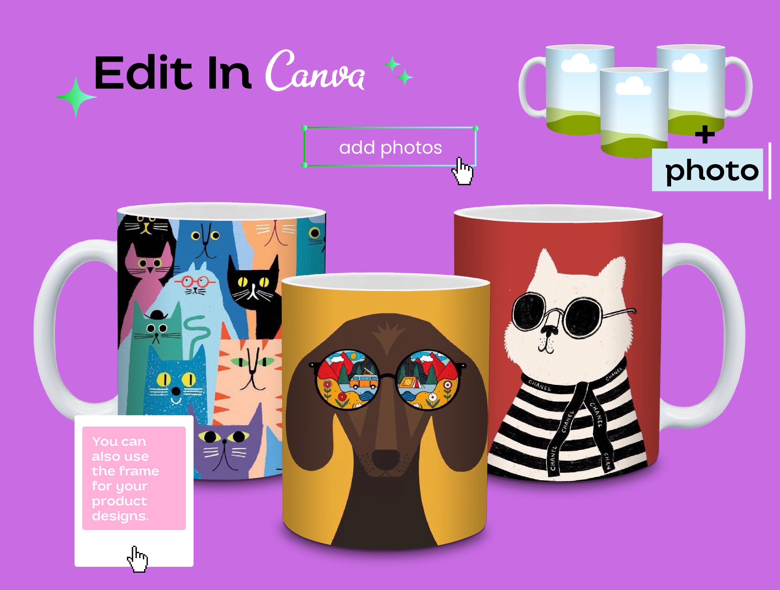 11oz Coffee Mug Mockup Template for Canva - Drag and Drop, Editable Mug ...