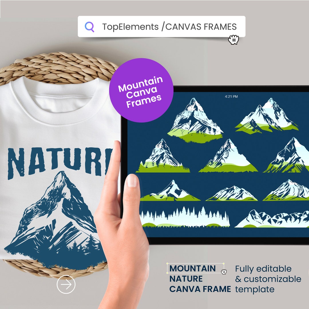 Editable MOUNTAIN Nature Canva FRAME Scenic Landscape, Design Template ...