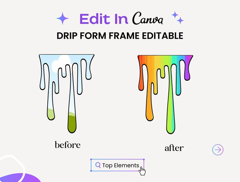Drip Shape Canva Frame - Paint Drip CANVA Template Pack, Drag and Drop ...