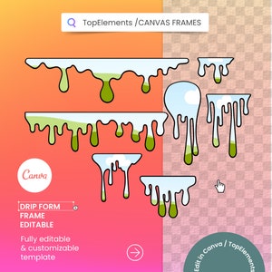 Drip Shape Canva Frame - Paint Drip CANVA Template Pack, Drag and Drop ...