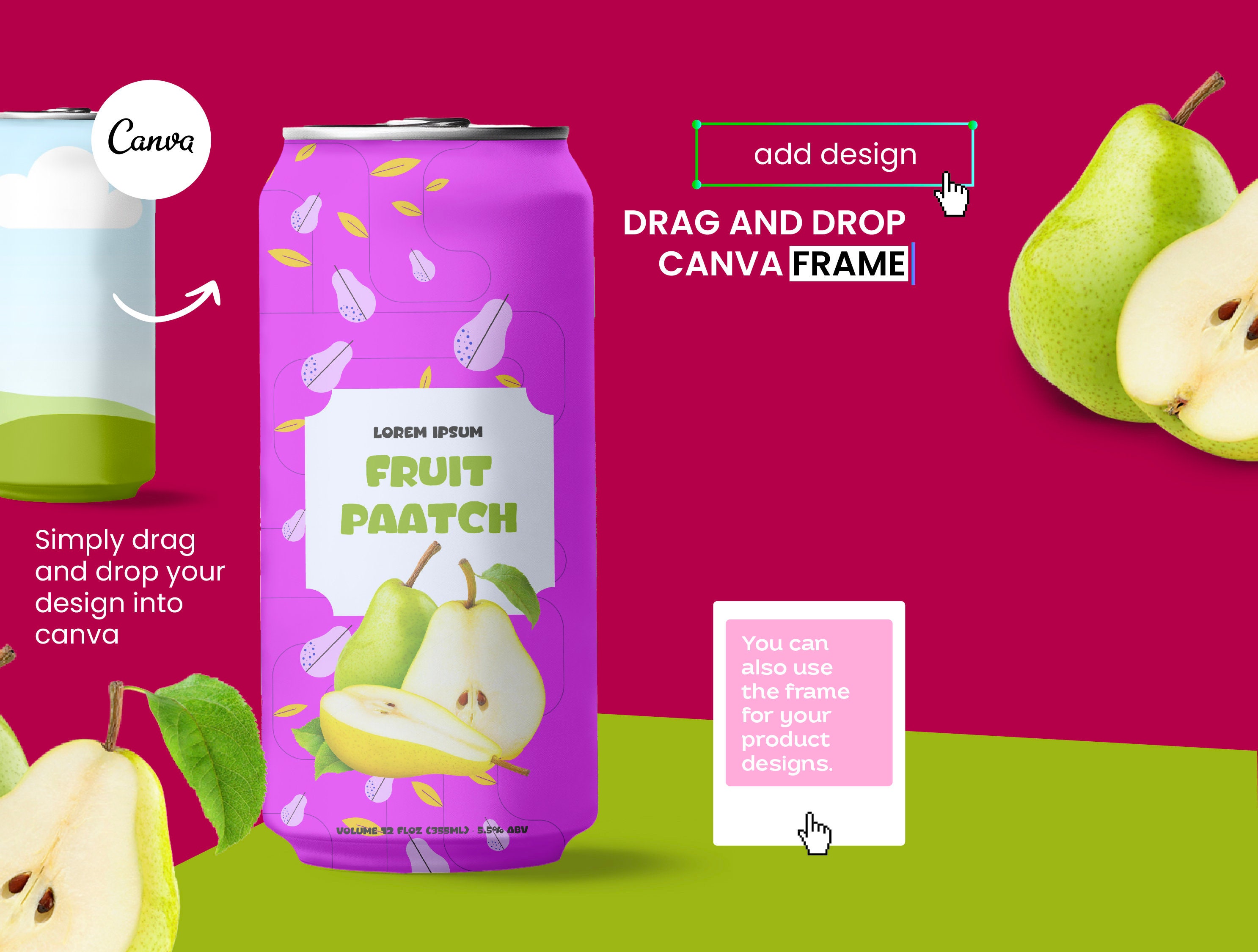 Editable Drinks Can Canva Frame, Templates Party Favor Mockup, Drag and ...