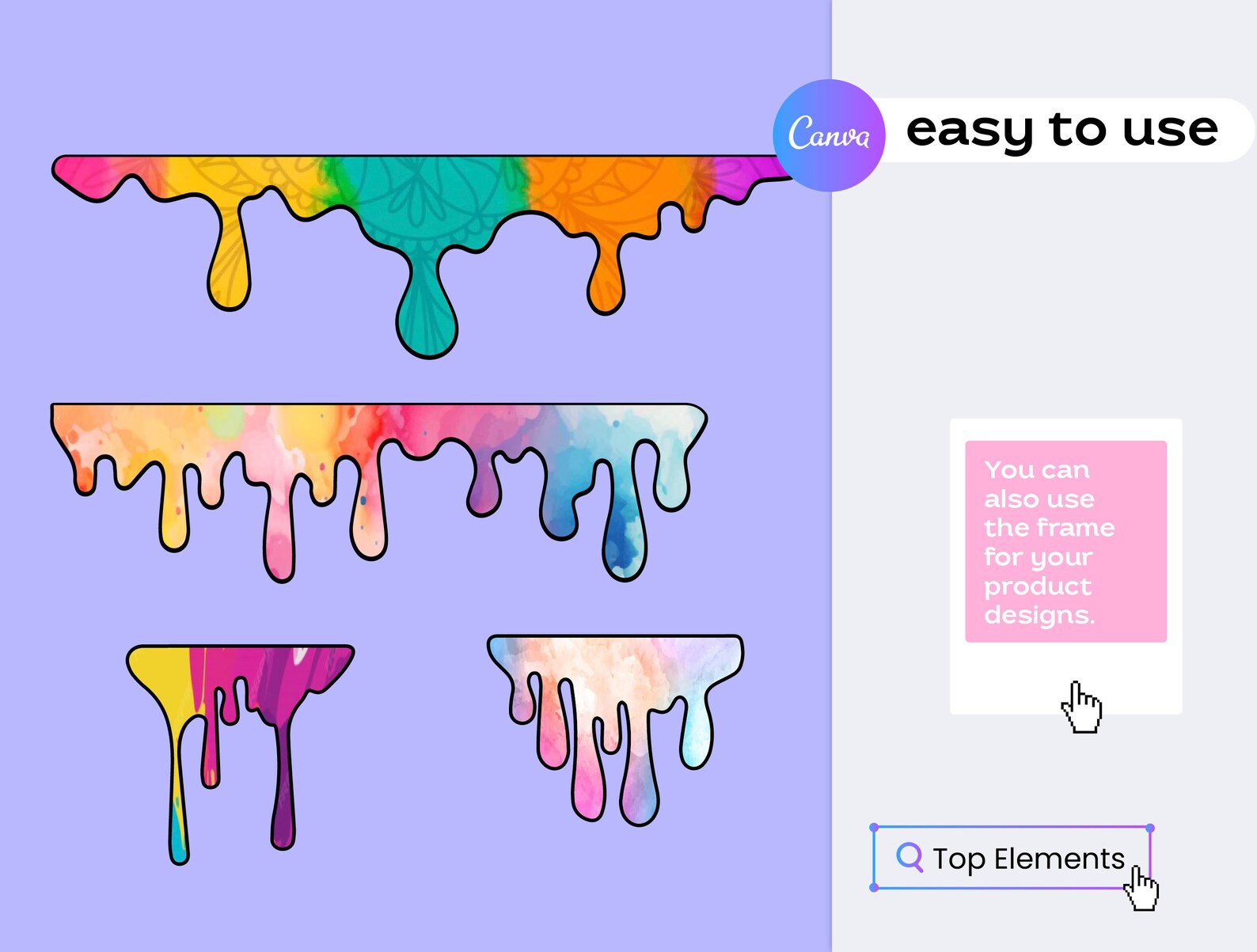 Drip Shape Canva Frame - Paint Drip CANVA Template Pack, Drag and Drop ...