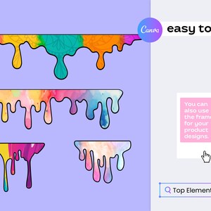 Drip Shape Canva Frame - Paint Drip CANVA Template Pack, Drag and Drop ...