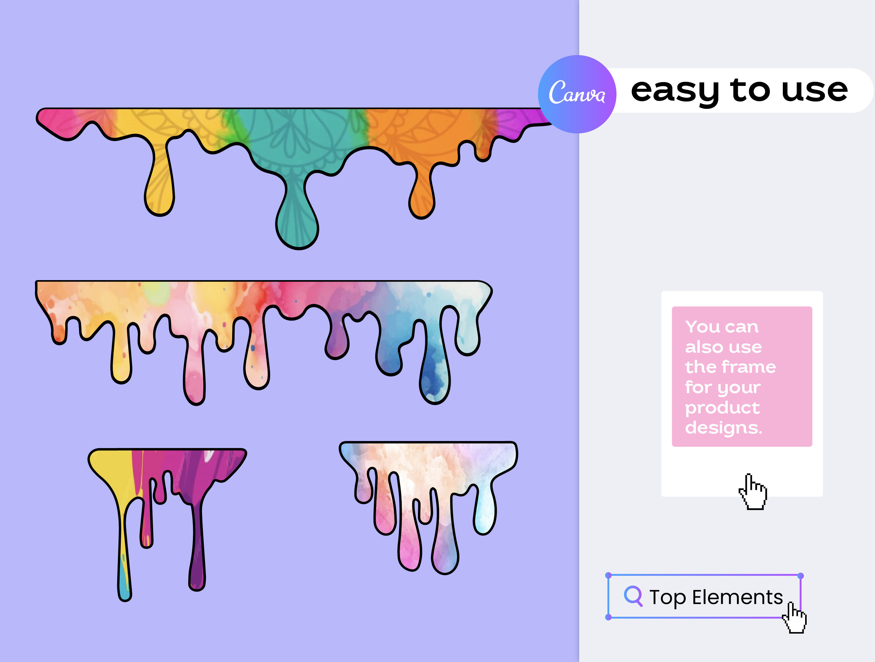 Drip Shape Canva Frame - Paint Drip CANVA Template Pack, Drag and Drop ...