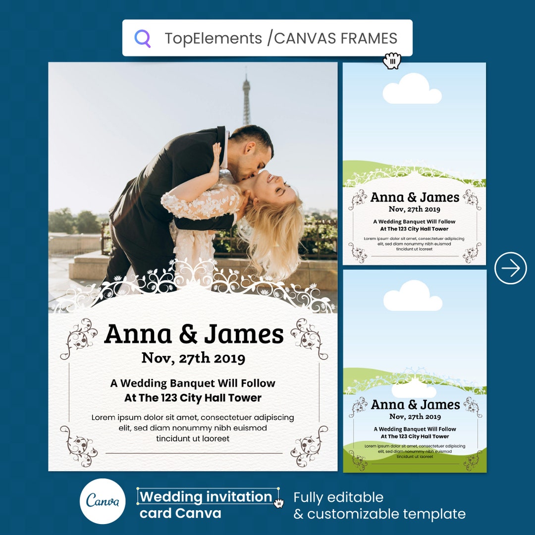 Editable Photo WEDDING INVITATION Template, Editable in CANVA ...