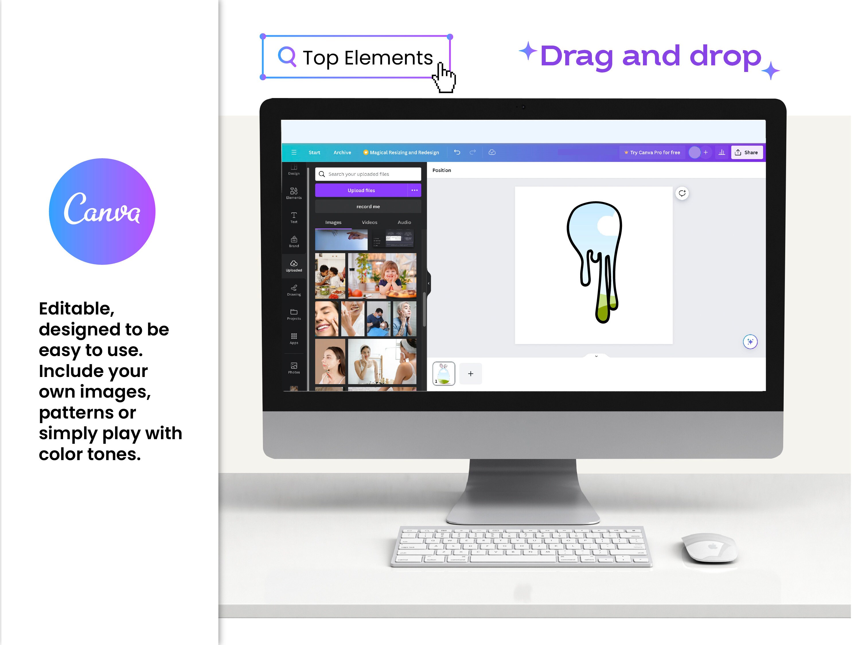 Drip Shape Canva Frame - Paint Drip CANVA Template Pack, Drag and Drop ...
