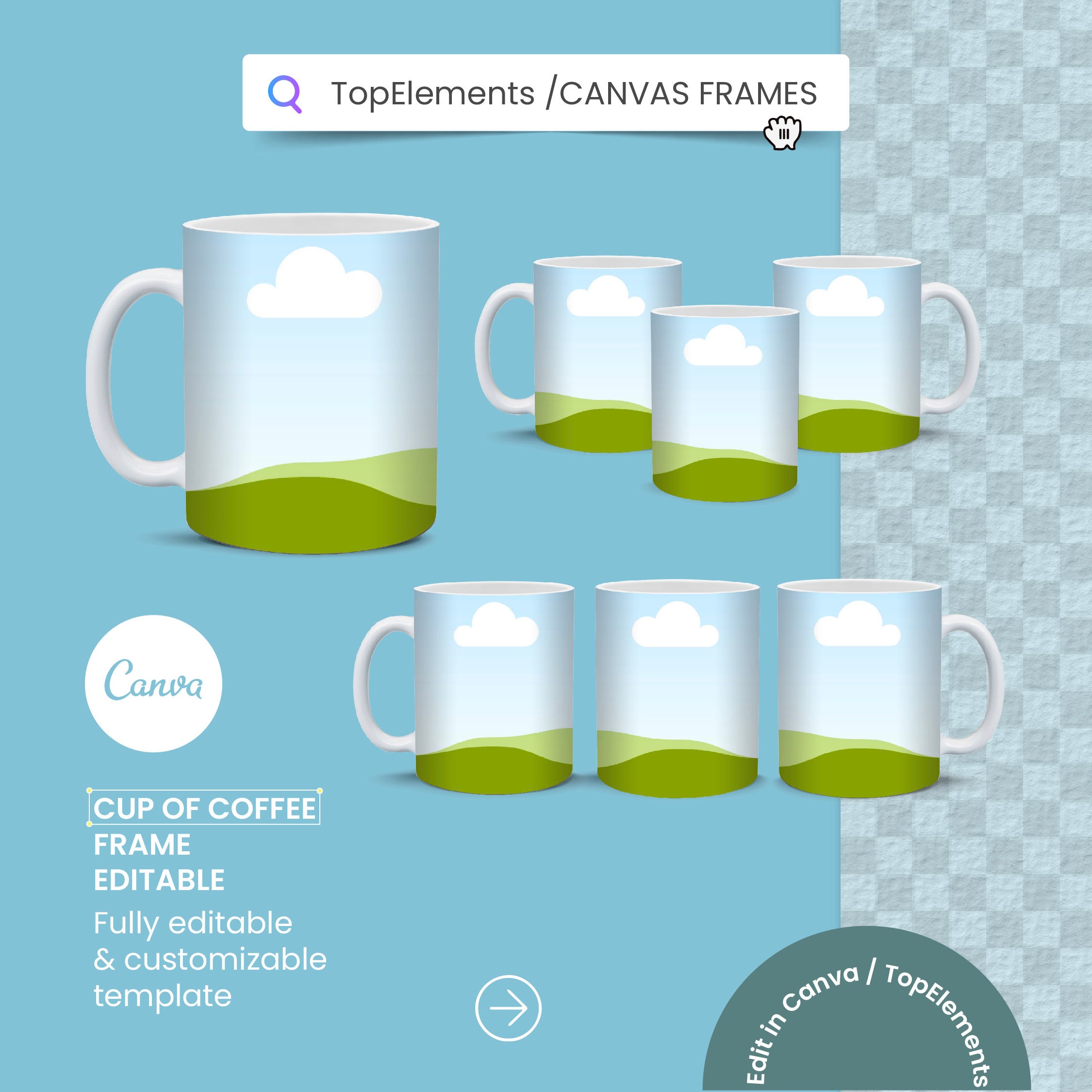 11oz Coffee Mug Mockup Template for Canva - Drag and Drop, Editable Mug ...