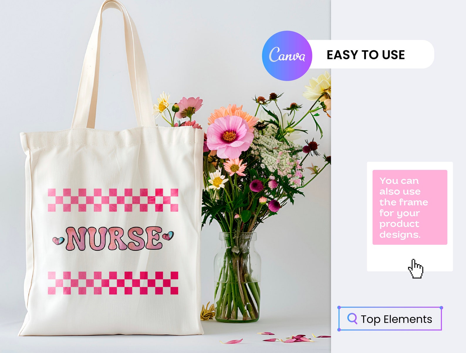 Editable Checkered Nurse Text Canva Frames, Trendy Healthcare Designs ...