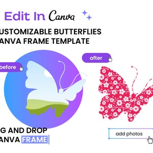 BUTTERFLY CANVA FRAME Pack, Editable Template, Drag and Drop ...