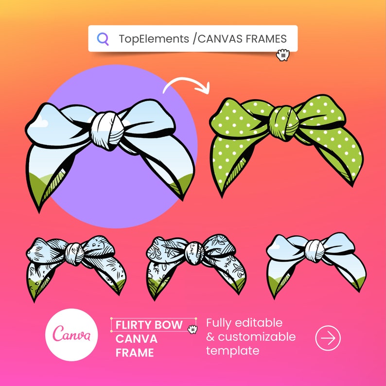 FLIRTY BOW CANVA Template Pack, Drag and Drop Photo,sublimation ...