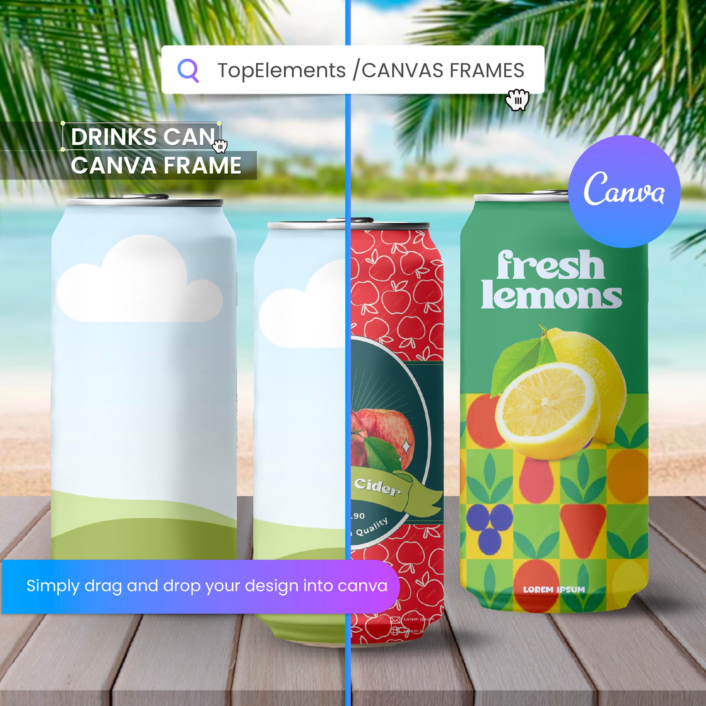 Editable Drinks Can Canva Frame, Templates Party Favor Mockup, Drag and ...