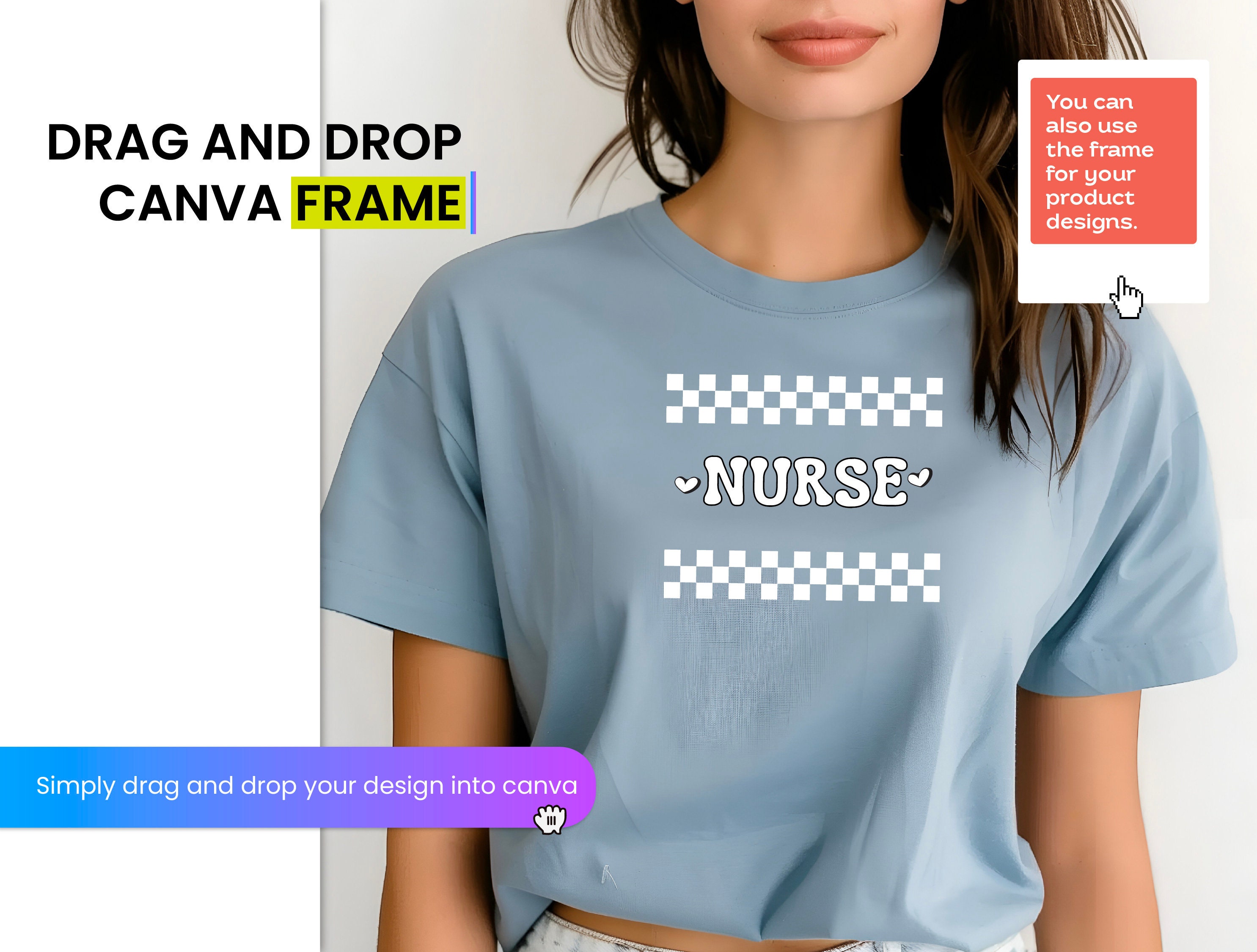 Editable Checkered Nurse Text Canva Frames, Trendy Healthcare Designs ...
