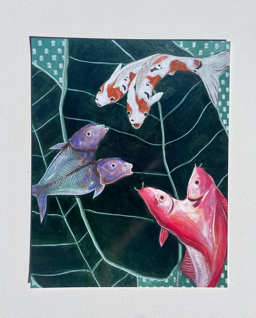 Two Headed Fish- 8x10 Glossy Photo Print of Acrylic Abstract Painting ...