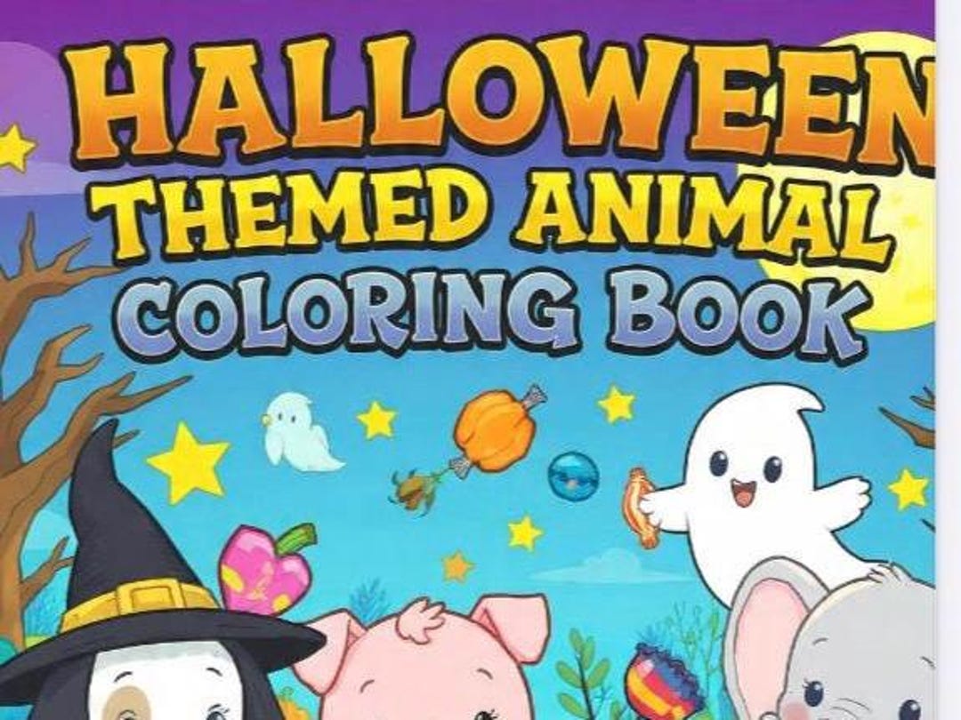 Halloween Theme Animal Coloring Book for Kids - Etsy